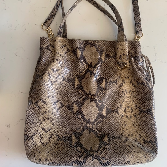 Michael Kors | Bags | Michael Kors Python Embossed Leather Drawstring ...